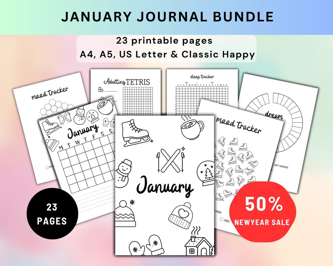 2026 January Bullet Journal | Digital Planner | Dotted Background ...