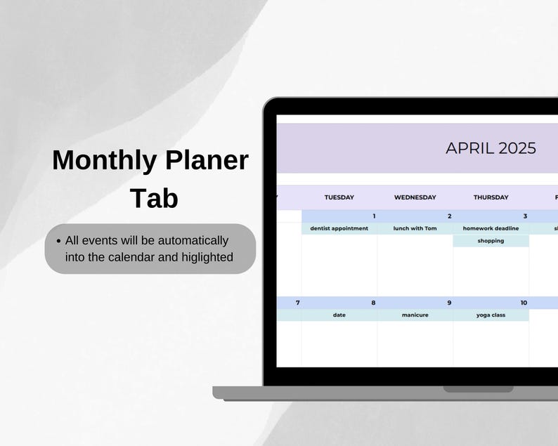 Calendar Google Sheets Spreadsheet | Daily To-do Planner | Monthly Life ...