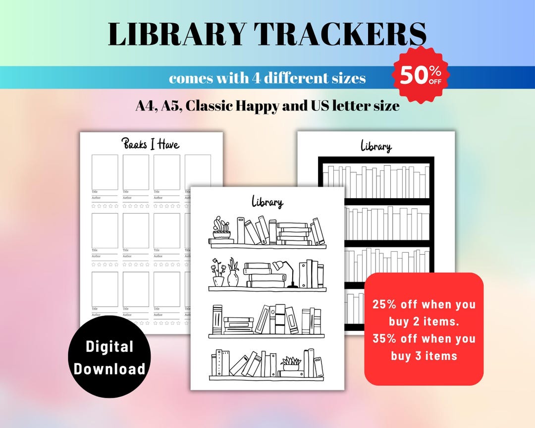 Library Bookshelf Tracker | Digital Book Journal | Reading Log ...