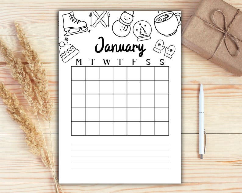 2026 January Bullet Journal | Digital Planner | Dotted Background ...