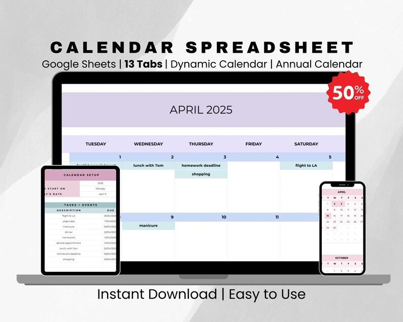 2026 Google Sheets Calendar: Monthly Planner & Task Tracker (digital ...