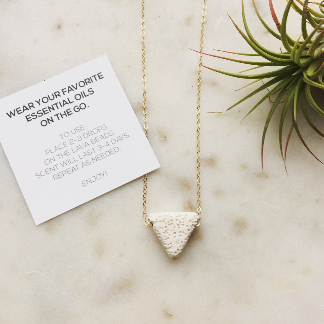 Lava Stone Diffuser Necklace in White Lava Triangle Delicate - Etsy