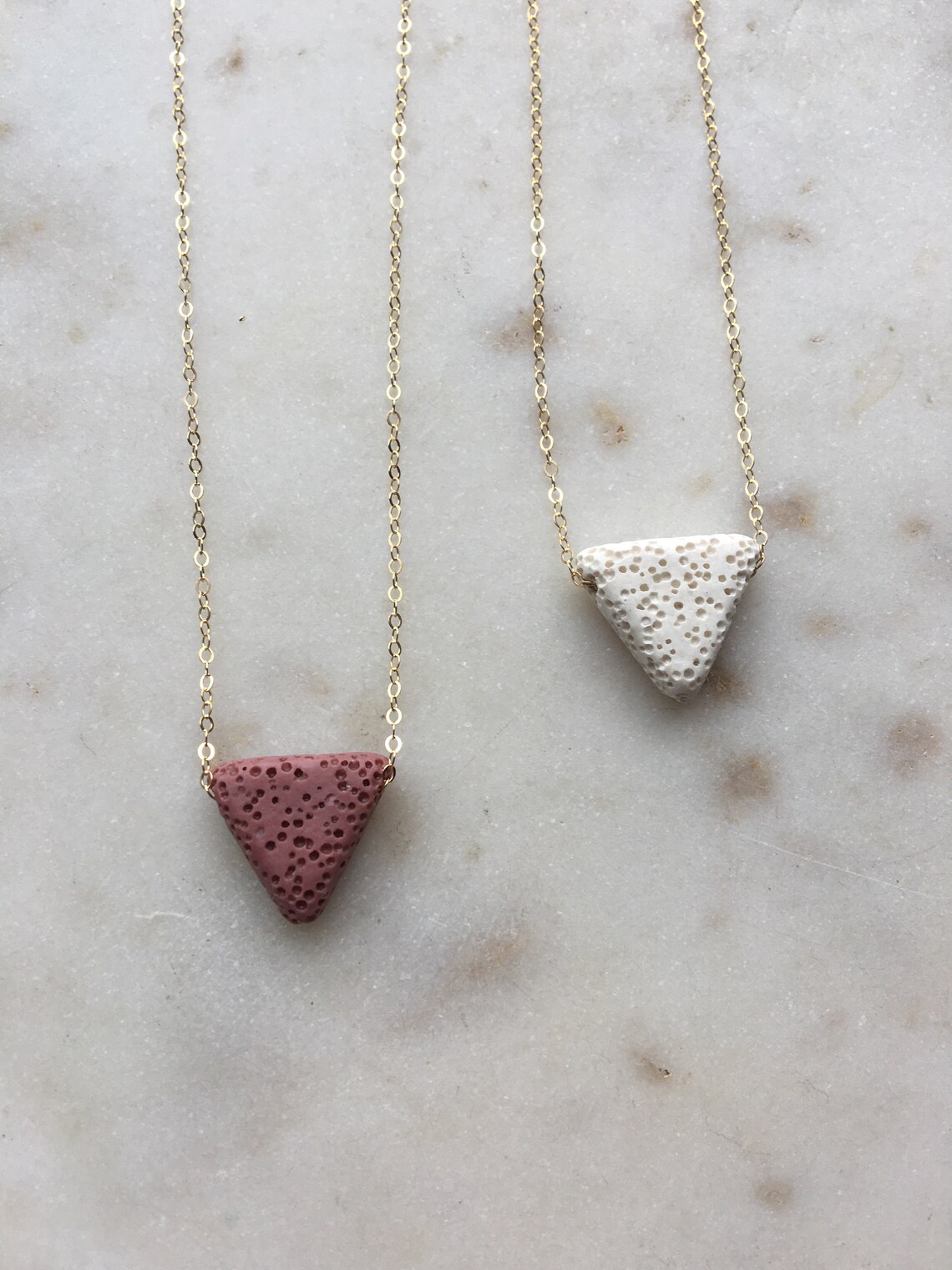 Lava Stone Diffuser Necklace in White Lava Triangle Delicate - Etsy