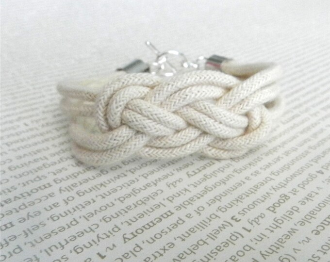 Rope Bracelet With Silver Toggle Square Knot Modern - Etsy