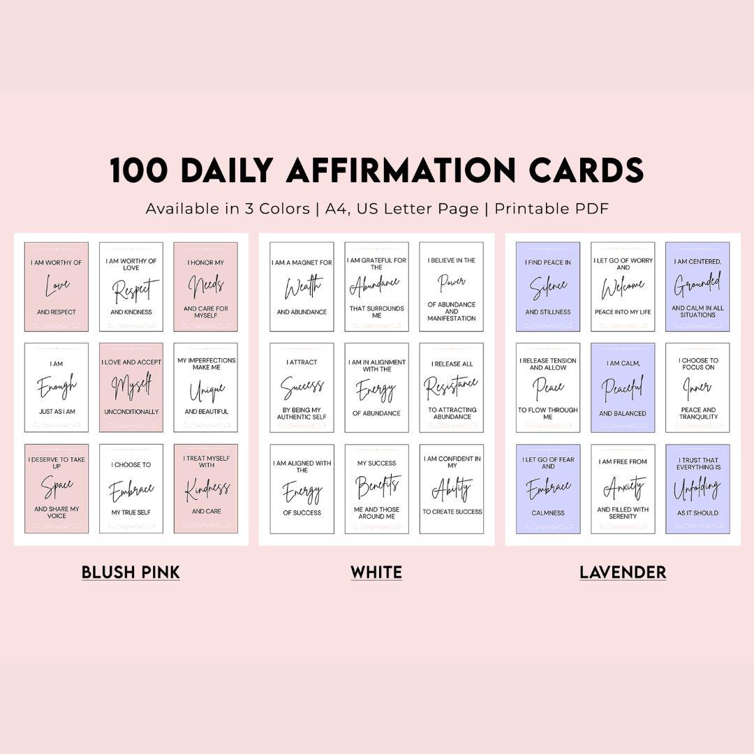 100 Self-love Affirmation Cards Printable, Affirmation Cards Digital ...