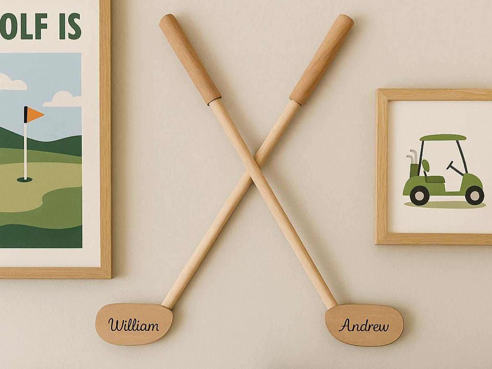 Wooden Golf Club Wall Decor | Golf Nursery or Man Cave Aesthetic ...