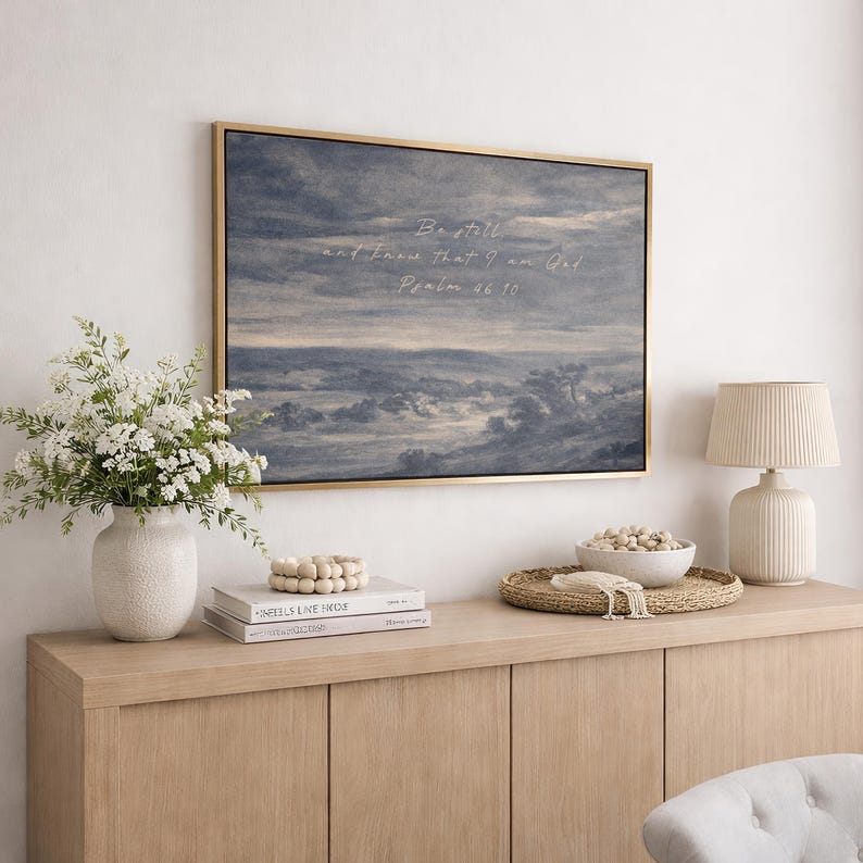 Be Still Psalm 46:10 Scripture Print – Moody Coastal Christian Wall Art ...