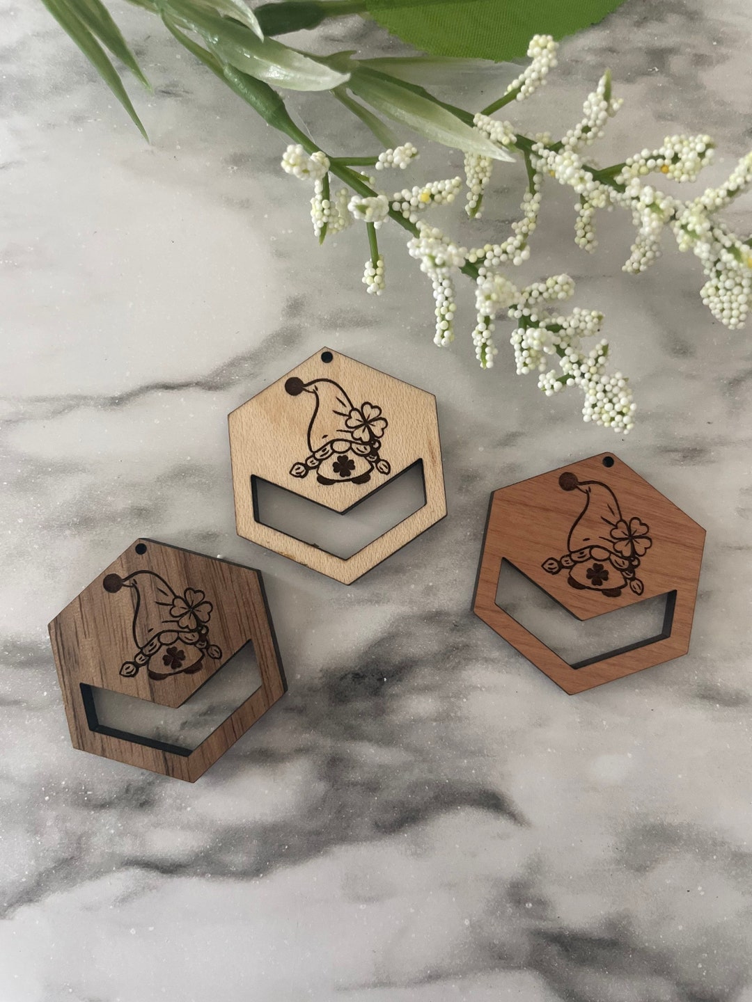 Shamrock Gnome Wood Earrings Macrame Frames St Patricks Day Earring ...