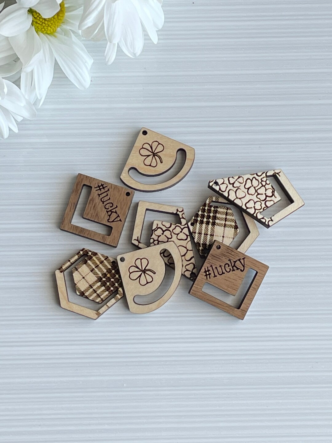 Wood Shamrock St Patrick’s Day Lucky Frames Macrame Earring Findings ...