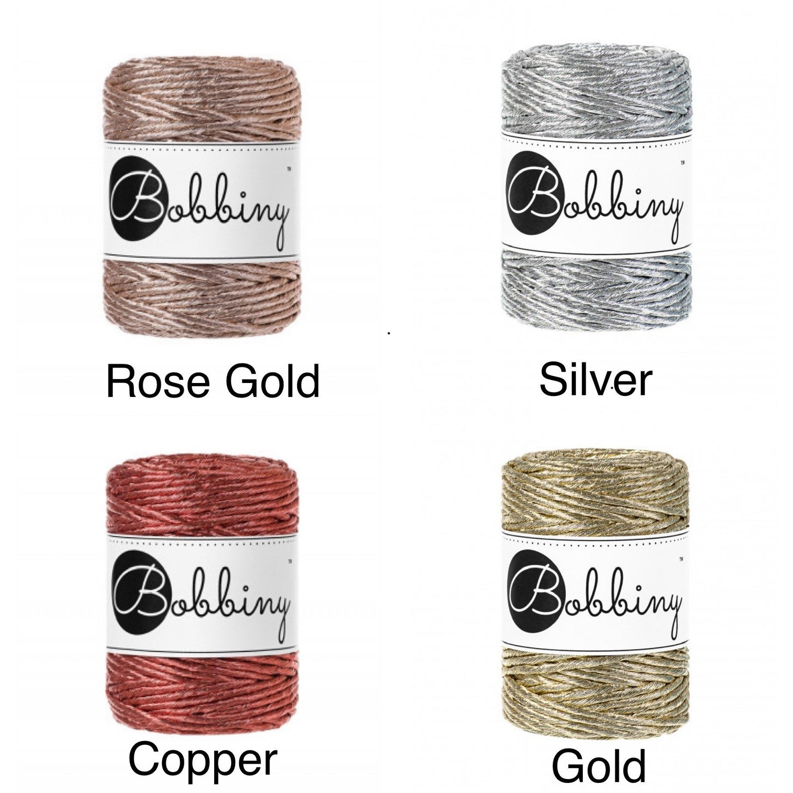 METALLIC Macrame Cord 3mm Single Strand Bobbiny Brand 30 Ft Length ...