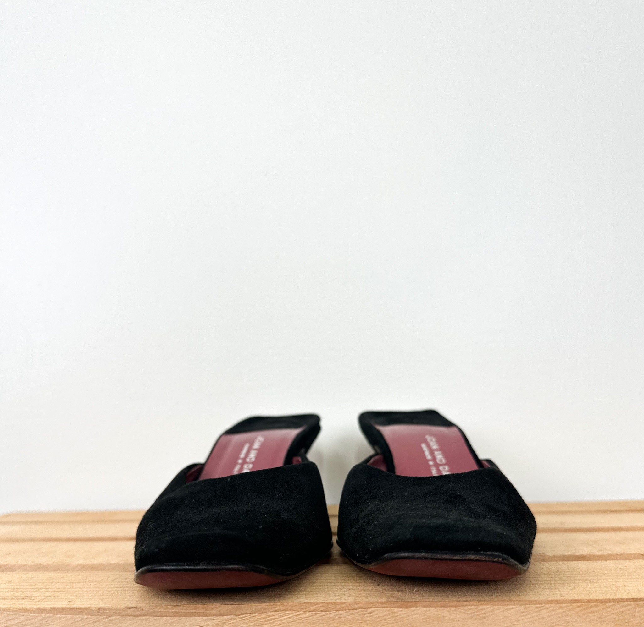 Vintage 90s-y2k Size 6.5 Joan David Italian Suede Square Toe Kitten ...