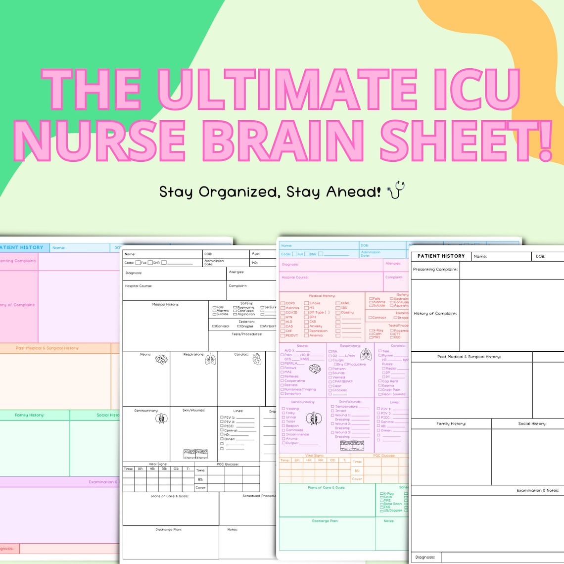 ICU Nurse Report Sheet, Med Surg Nursing Report Sheet, Nurse Brain New ...