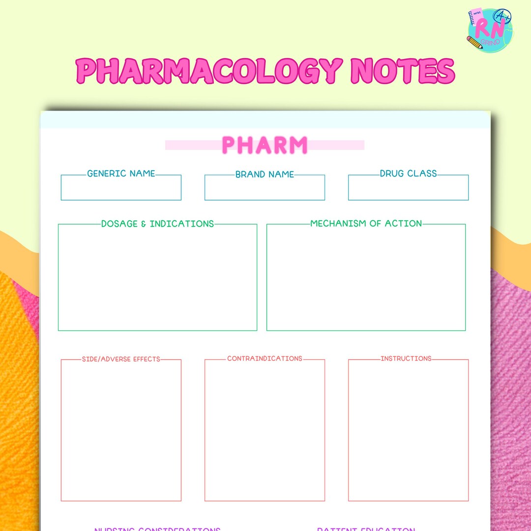 Pharmacology Nursing Template | Pharmacology Study Guide | Nursing ...
