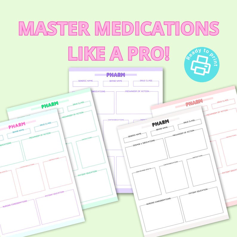 Pharmacology Nursing Template | Pharmacology Study Guide | Nursing ...