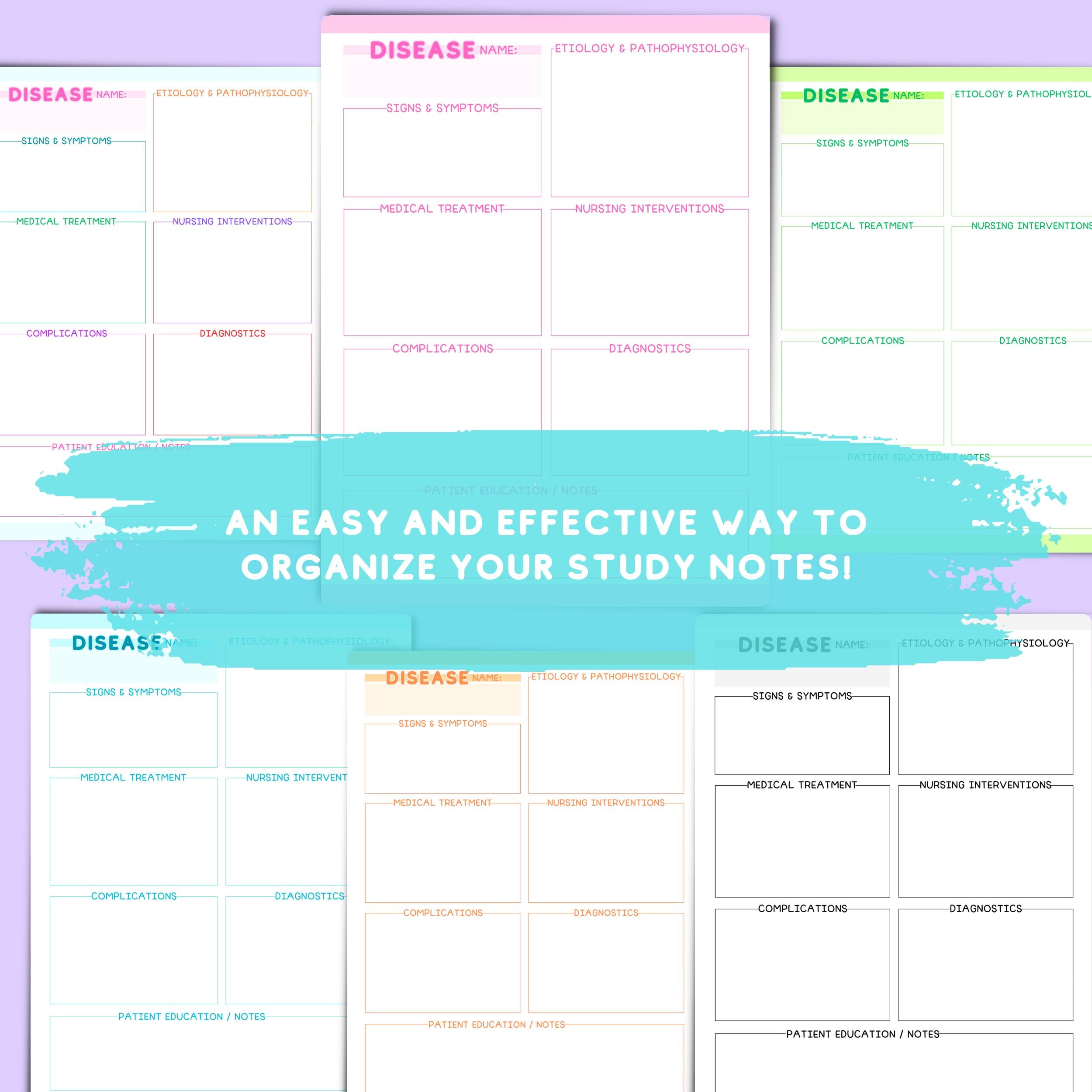 Med Surg Study Template | Nursing Student Study Guide | Nursing Disease ...