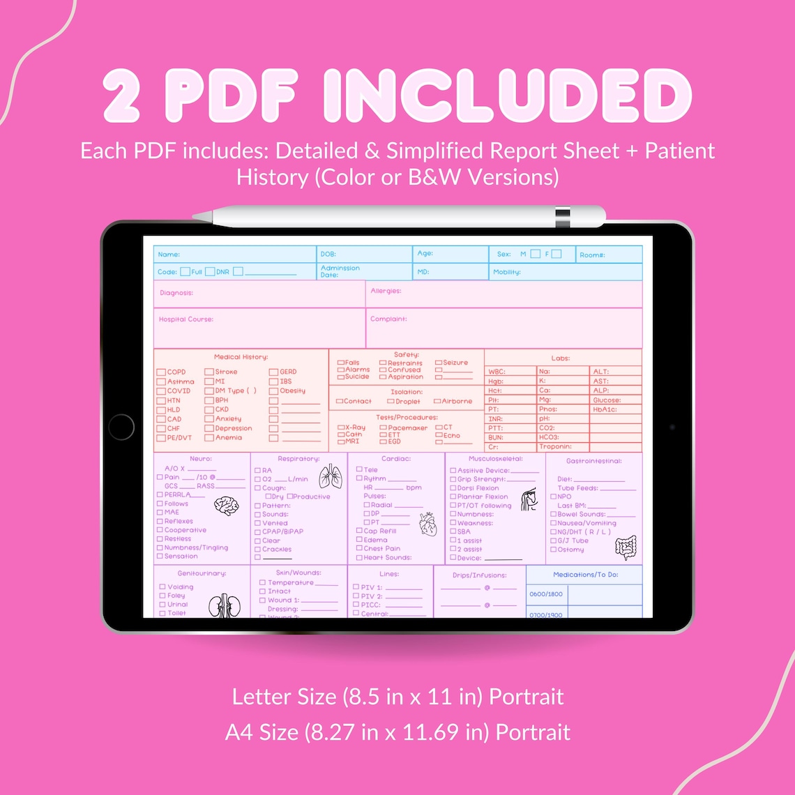 ICU Nurse Report Sheet, Med Surg Nursing Report Sheet, Nurse Brain New ...