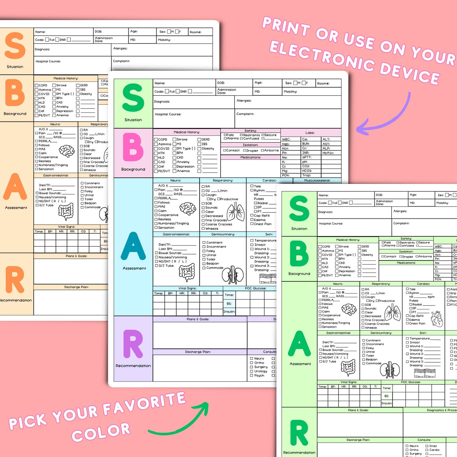SBAR Nurse Report Sheet | Med Surg SBAR Report Sheet for Nursing ...