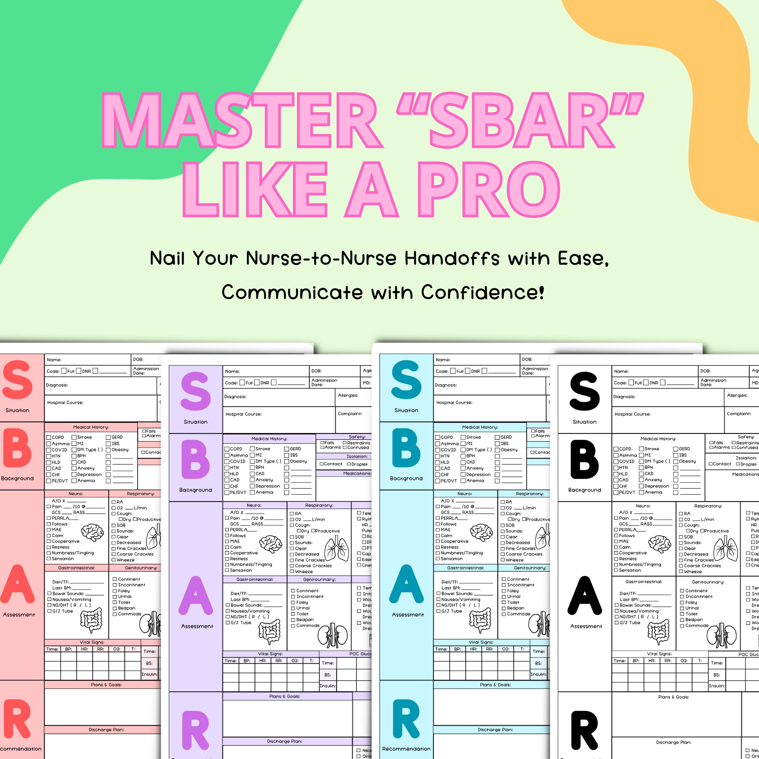 SBAR Nurse Report Sheet | Med Surg SBAR Report Sheet for Nursing ...