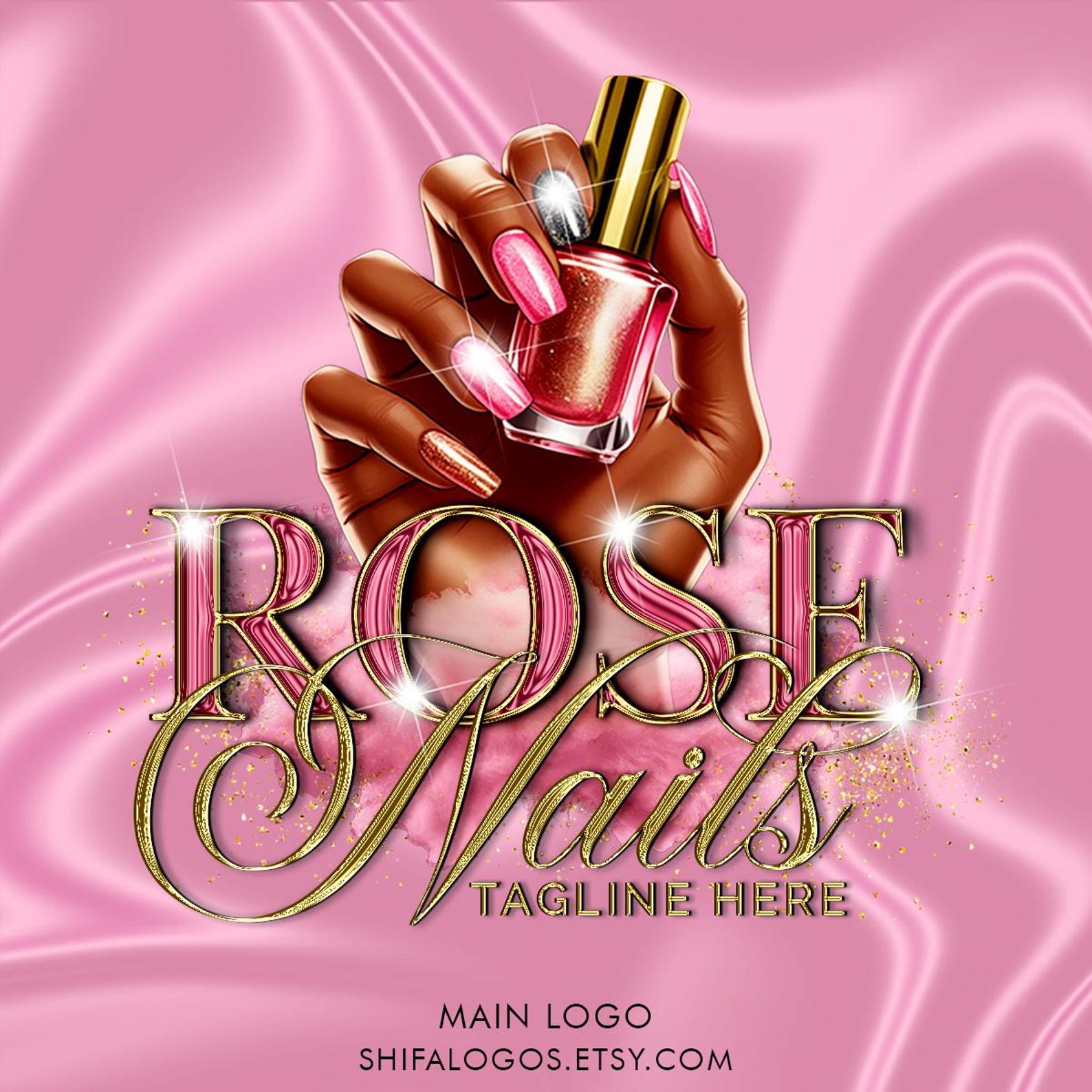 Modern Pink Gold Nails Logo Design, Beauty Logo, Nail Artist Logo ...