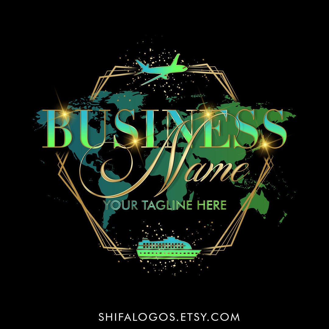 Premade Green Gold Travel Logo Design, Travel Tourism Agency Logo, Palm ...