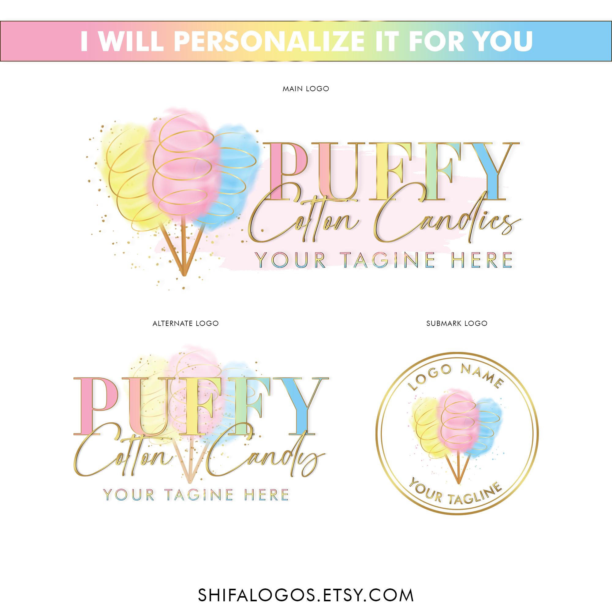 Cotton Candy Logo Design, Sweets Logo, Bakery Logo, Premade Logo ...