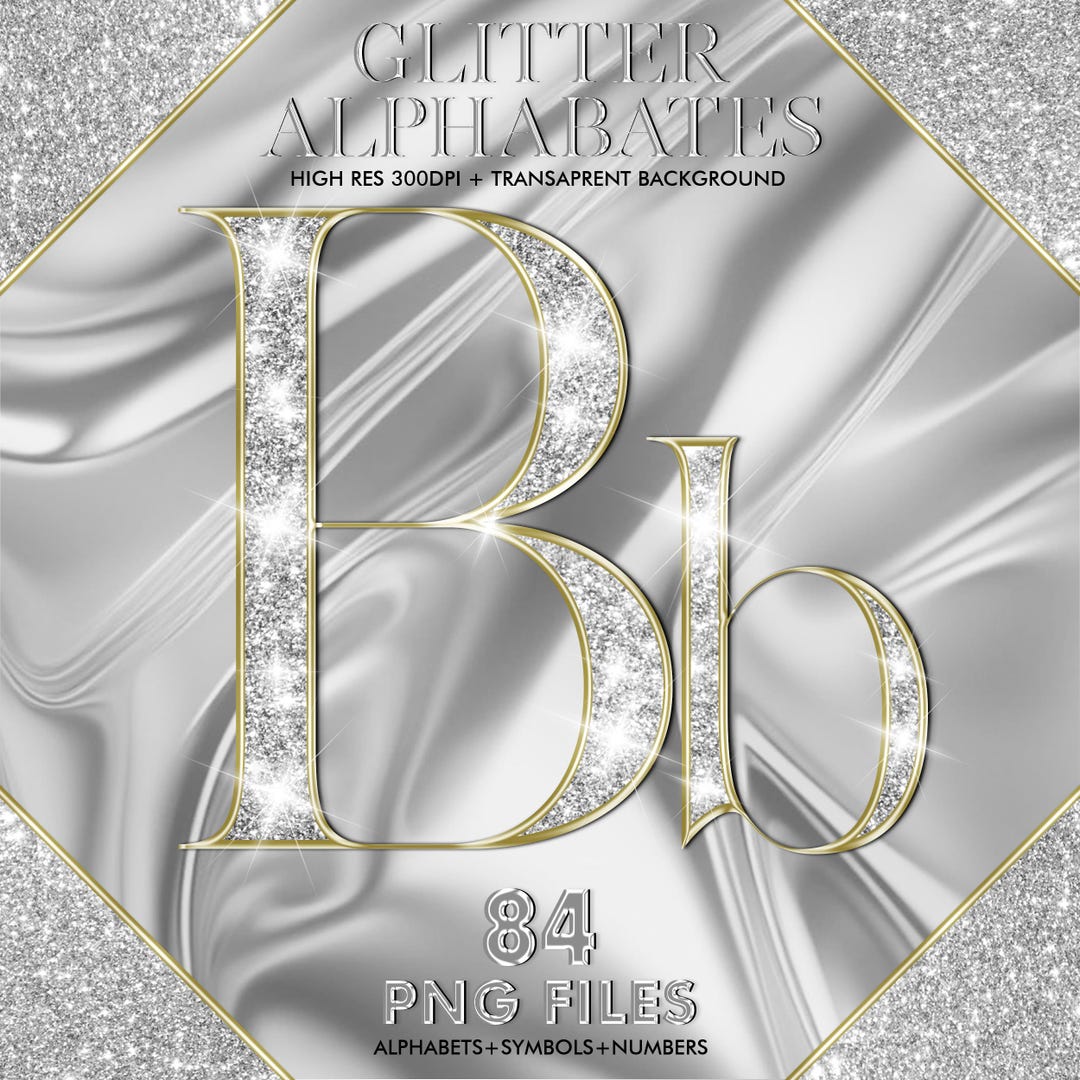 Digital Silver Glitter Alphabets PNG, Transparent Chrome Gold Letters ...