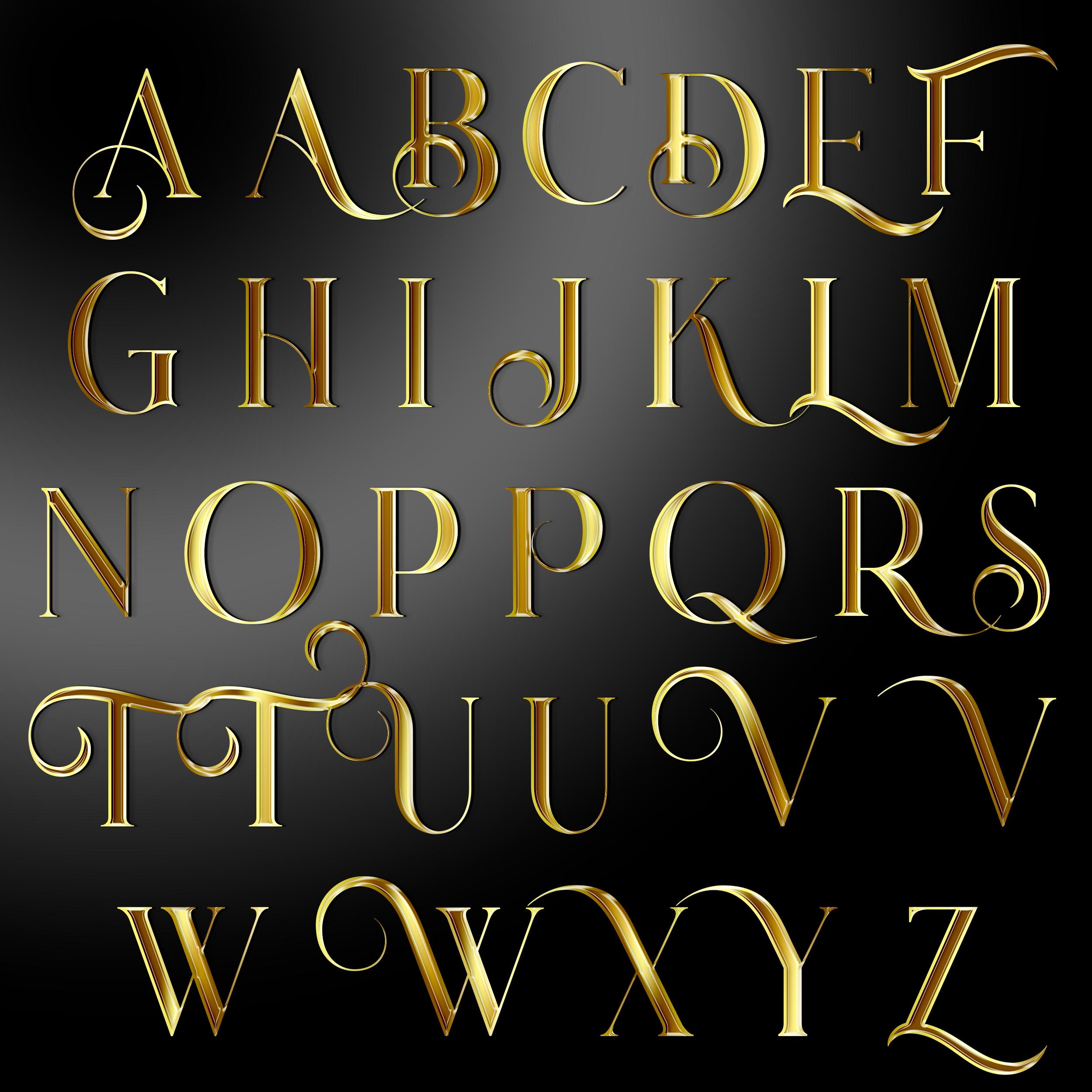 Fancy Gold Chrome Alphabets PNG, 3D Luxury Letters, Metallic Gold Font ...