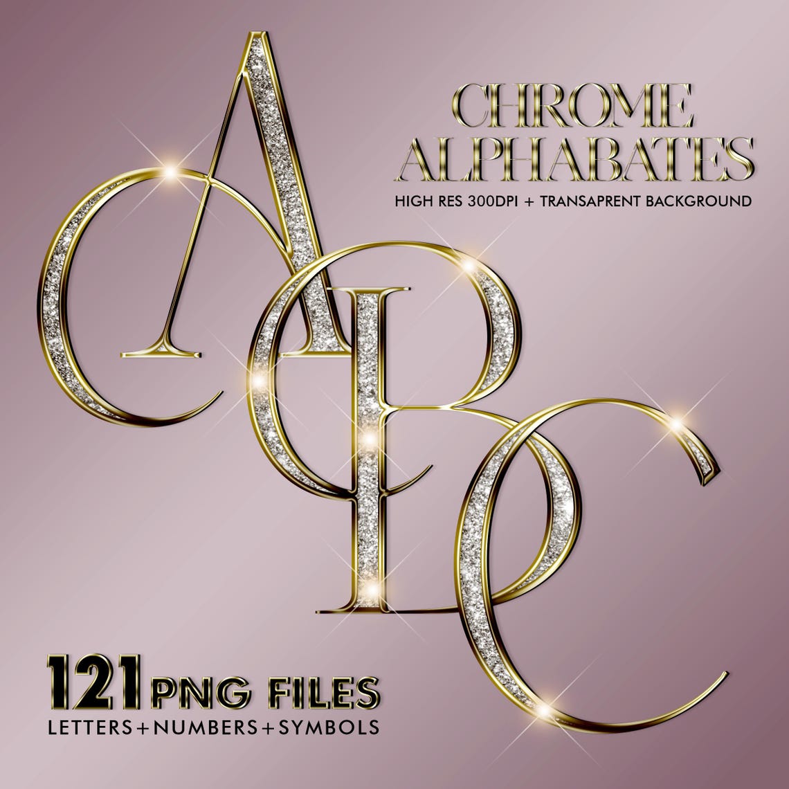 Silver Gold Glitter Alphabets PNG, Chrome Gold Letters Clipart ...