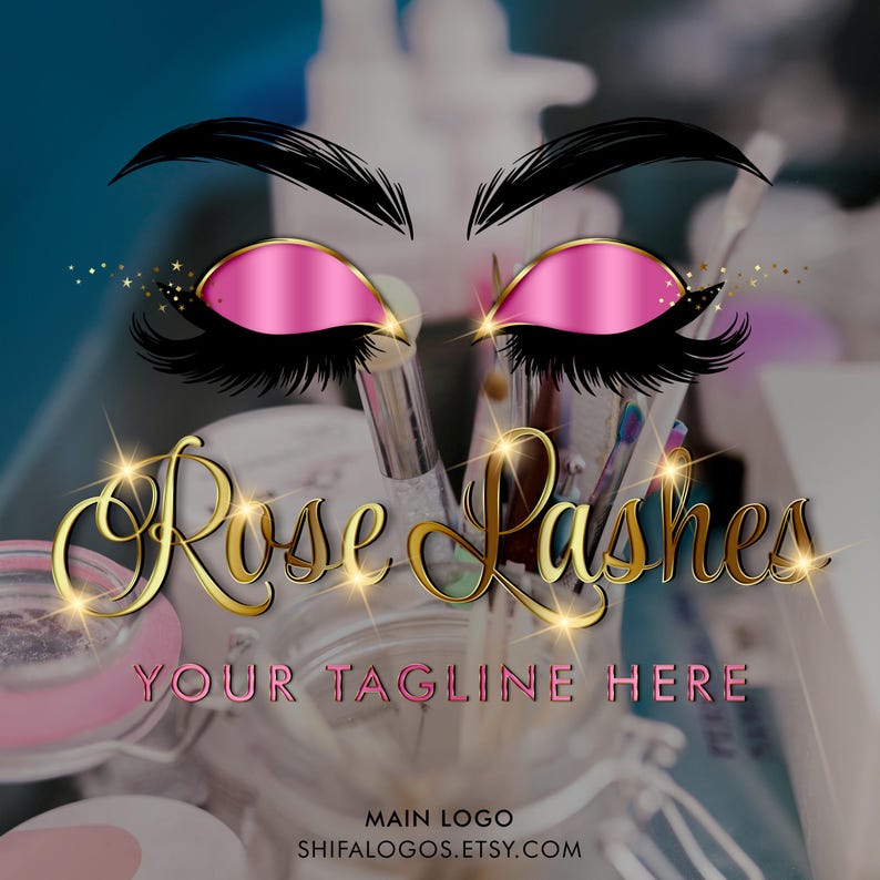 Modern Pink Gold Lashes Logo Design, Lash Logo, Brow Logo, Salon Logo ...