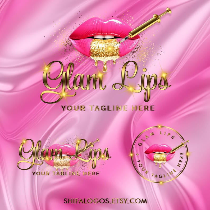 Modern Pink Gold Lip Filler Syringe Logo Design, Digital Syringe ...