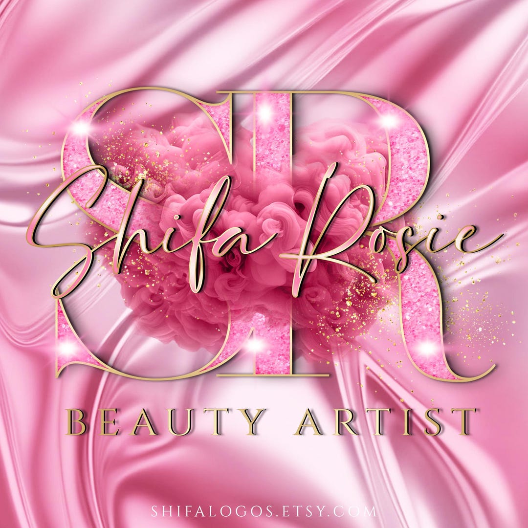 Baby Pink Gold Logo, Beauty Logo, Watercolour Smoke Logo, Glitter Logo ...
