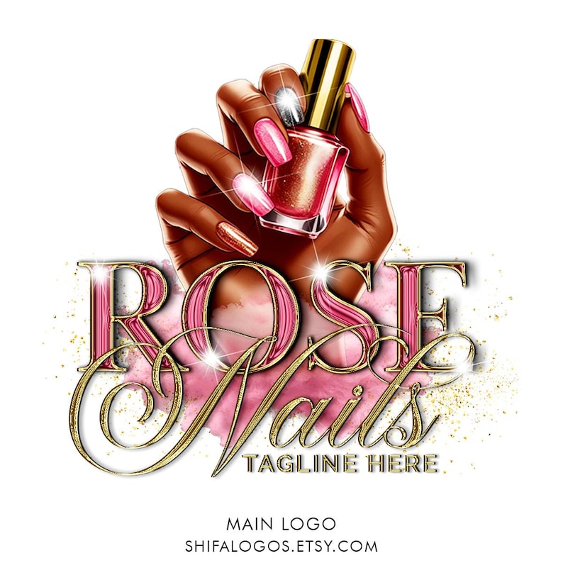 Modern Pink Gold Nails Logo Design, Beauty Logo, Nail Artist Logo ...
