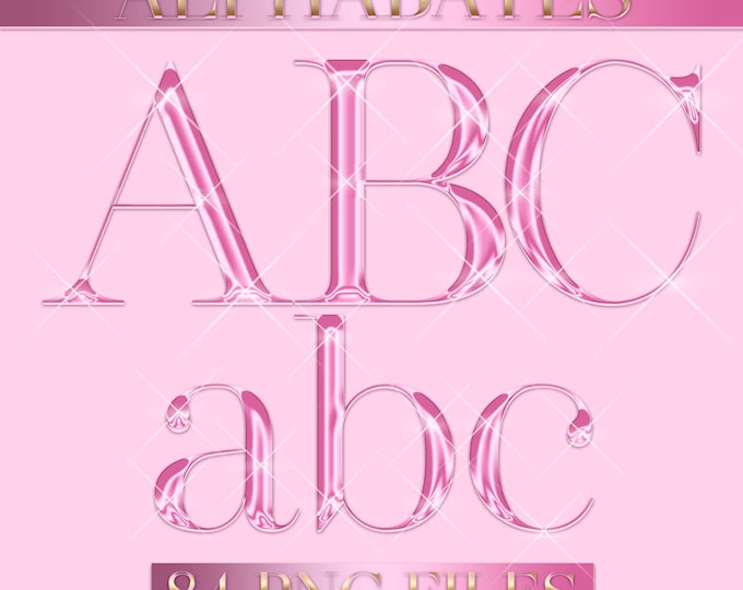 Baby Pink Glitter Letters and Numbers, Baby Pink Alphabet, Baby Pink ...