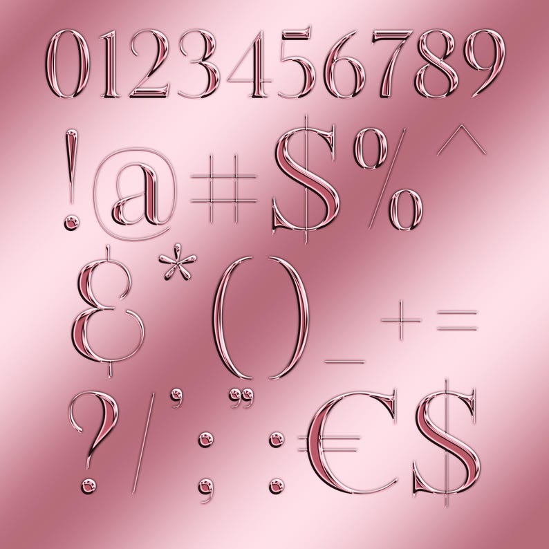Rose Gold Chrome Alphabets PNG, Metallic Pink Letters Clipart, Modern ...