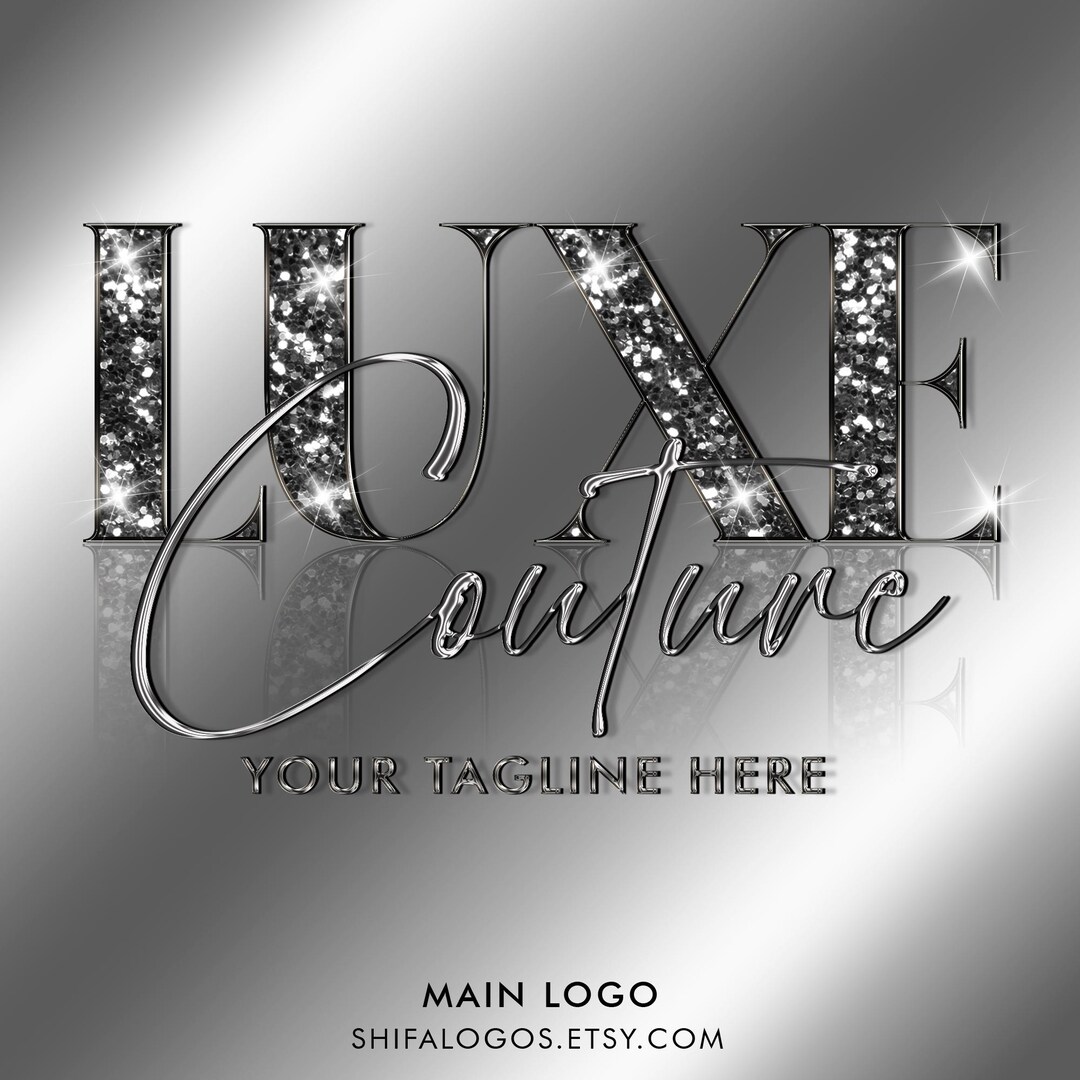 Silver Glitter Logo, Beauty Logo, Sparkles Logo, Premade Logo, Luxury ...