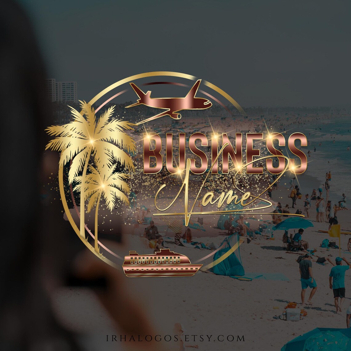 Premade Rose Gold Travel Logo Design, Travel Tourism Agency Logo, Palm ...