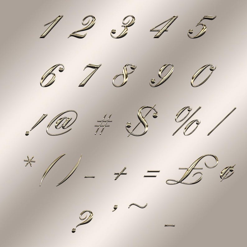Luxury Gold Chrome Cursive Letters PNG, Metallic Gold Alphabets Clipart ...