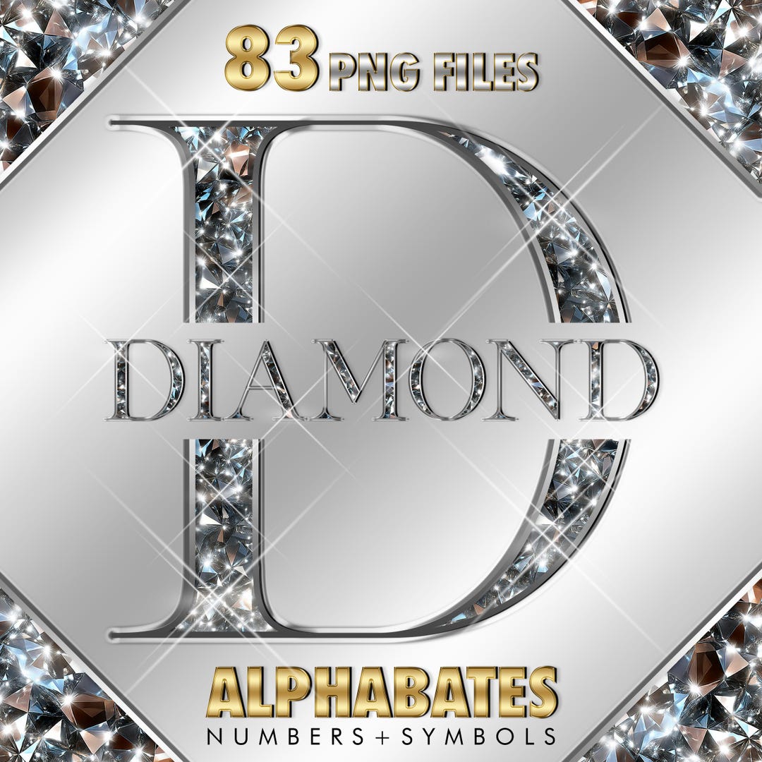 Digital Diamond Alphabets Clipart, Metallic Silver Diamond Letters PNG ...