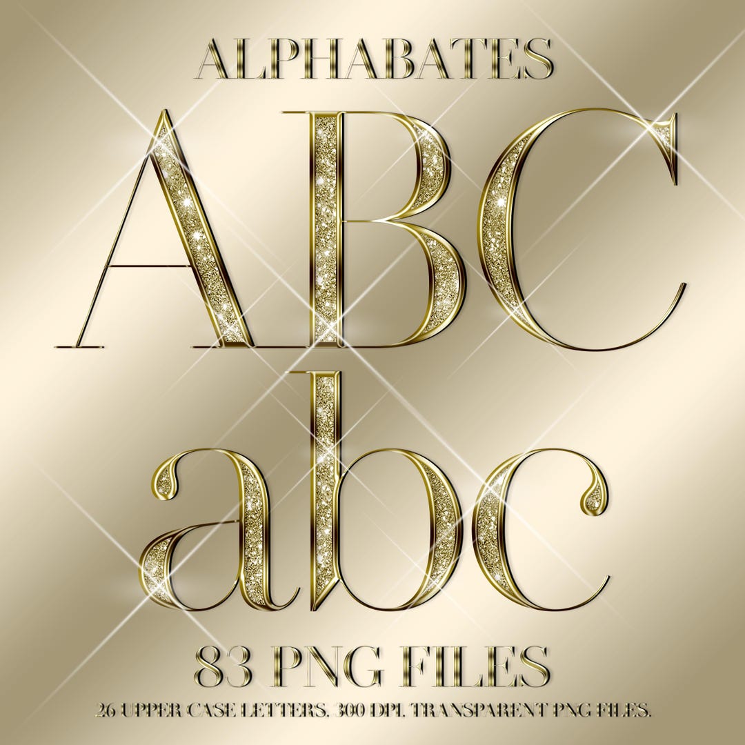 Gold Chrome Glitter Letters PNG, Transparent Gold Alphabets Clipart ...