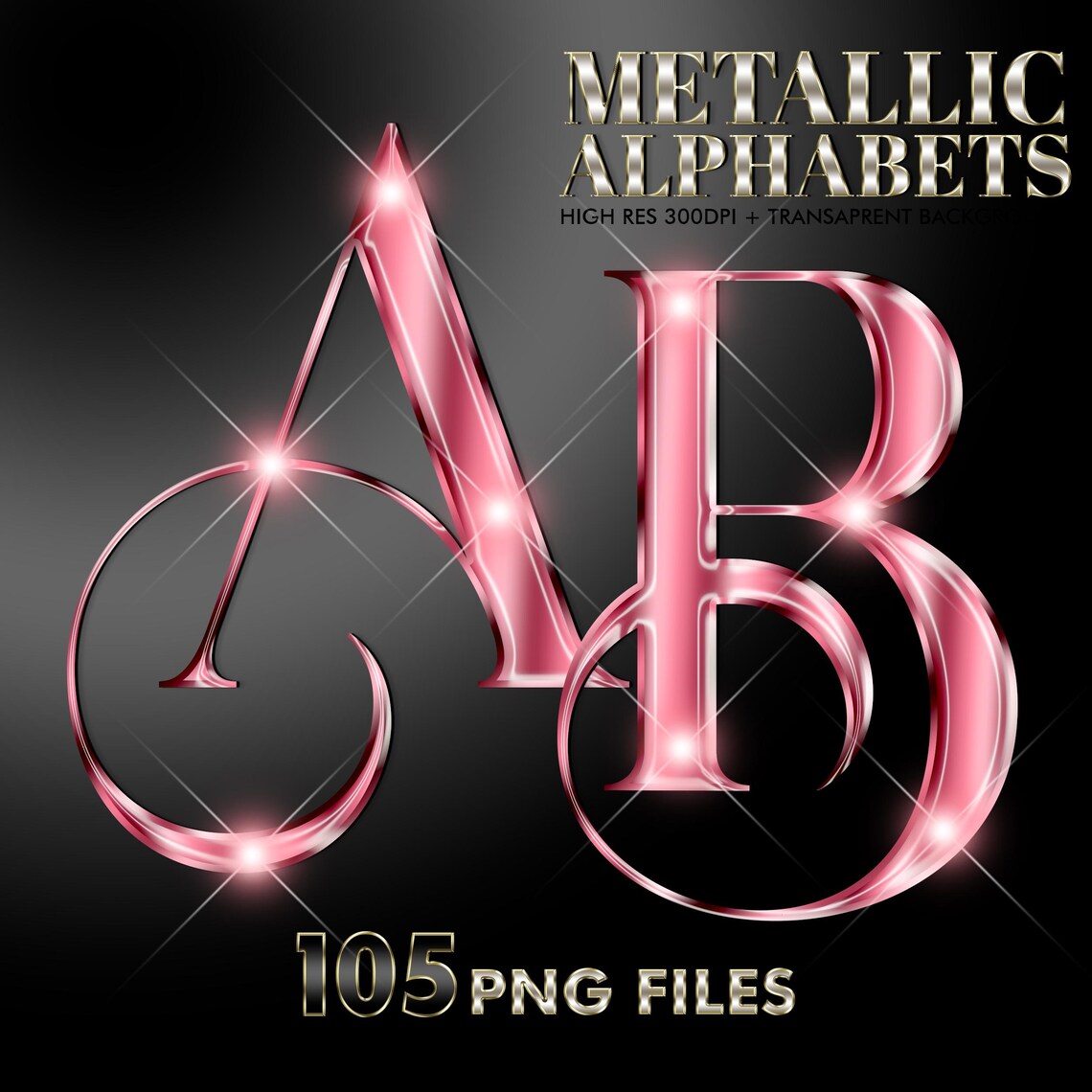 Fancy Rose Gold Chrome Alphabets PNG, Digital Pink 3D Luxury ...