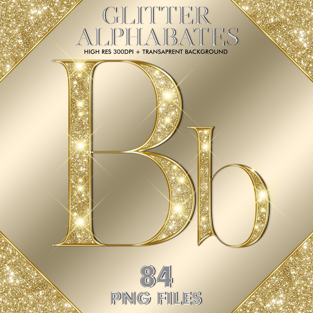 Modern Gold Glitter Alphabets PNG, Transparent Chrome Gold Letters ...