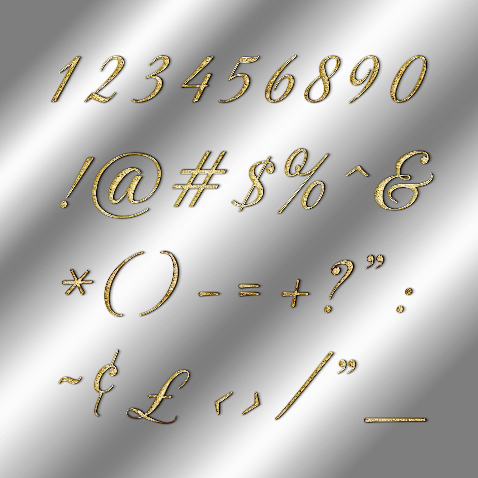 Gold Glitter Cursive Letters PNG, Transparent Metallic Gold Alphabets ...