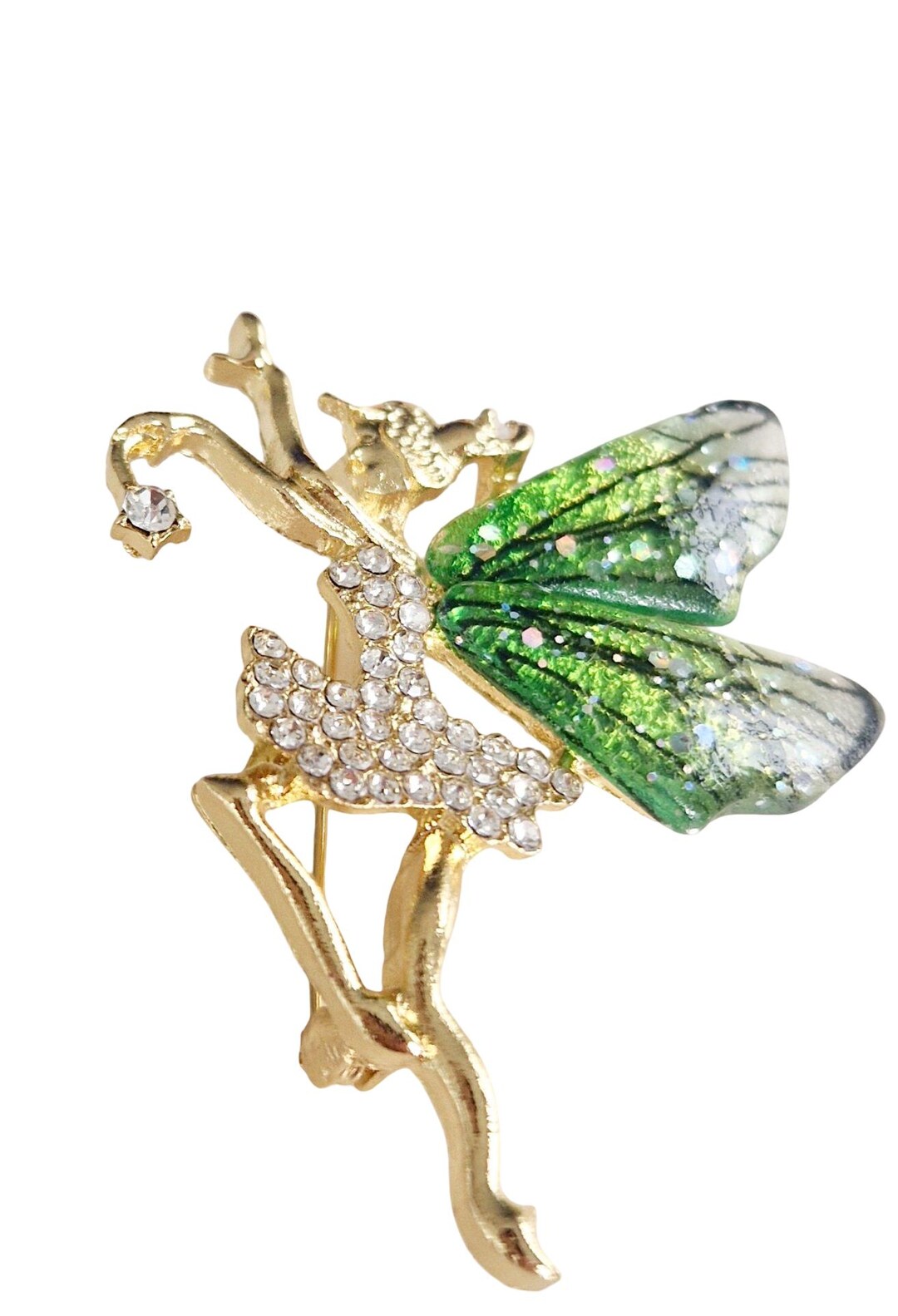 Green Crystal Fairy Tinkerbell Brooch Pin - Etsy