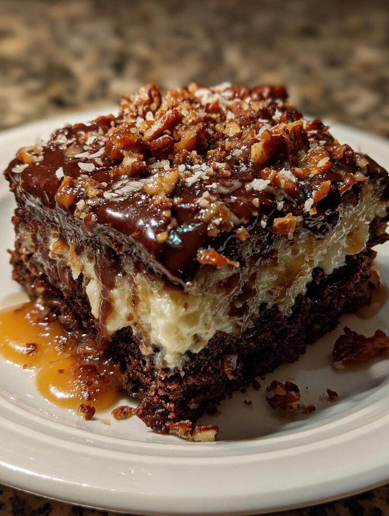 German Chocolate Poke Cake Recipe: Printable PDF Download - Etsy