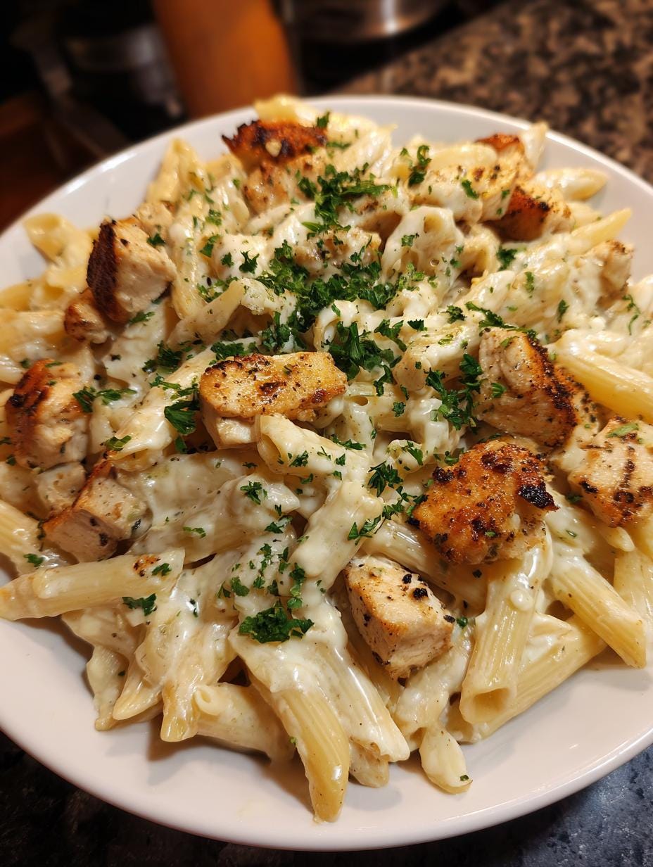 Creamy Parmesan Chicken Penne Recipe | Easy High Protein Garlic Pasta ...
