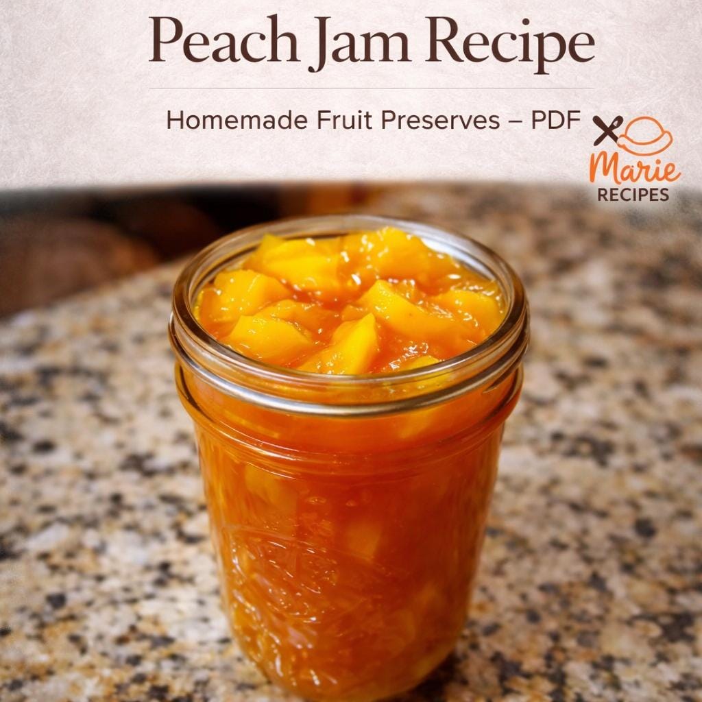Peach Jam Recipe PDF – Homemade Fruit Preserves Without Pectin, Easy ...