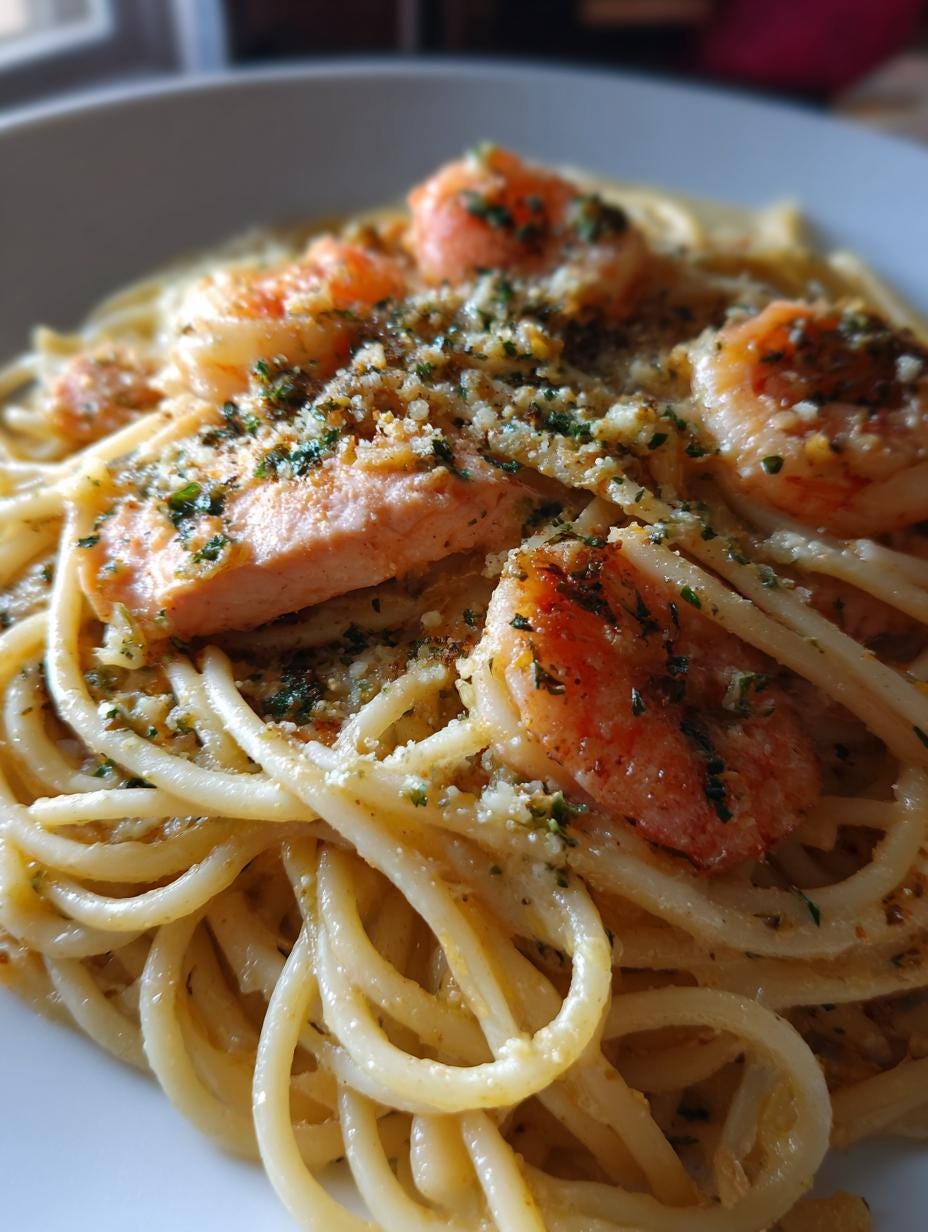 Creamy Garlic Butter Shrimp Salmon Pasta Recipe: Elegant PDF Download ...