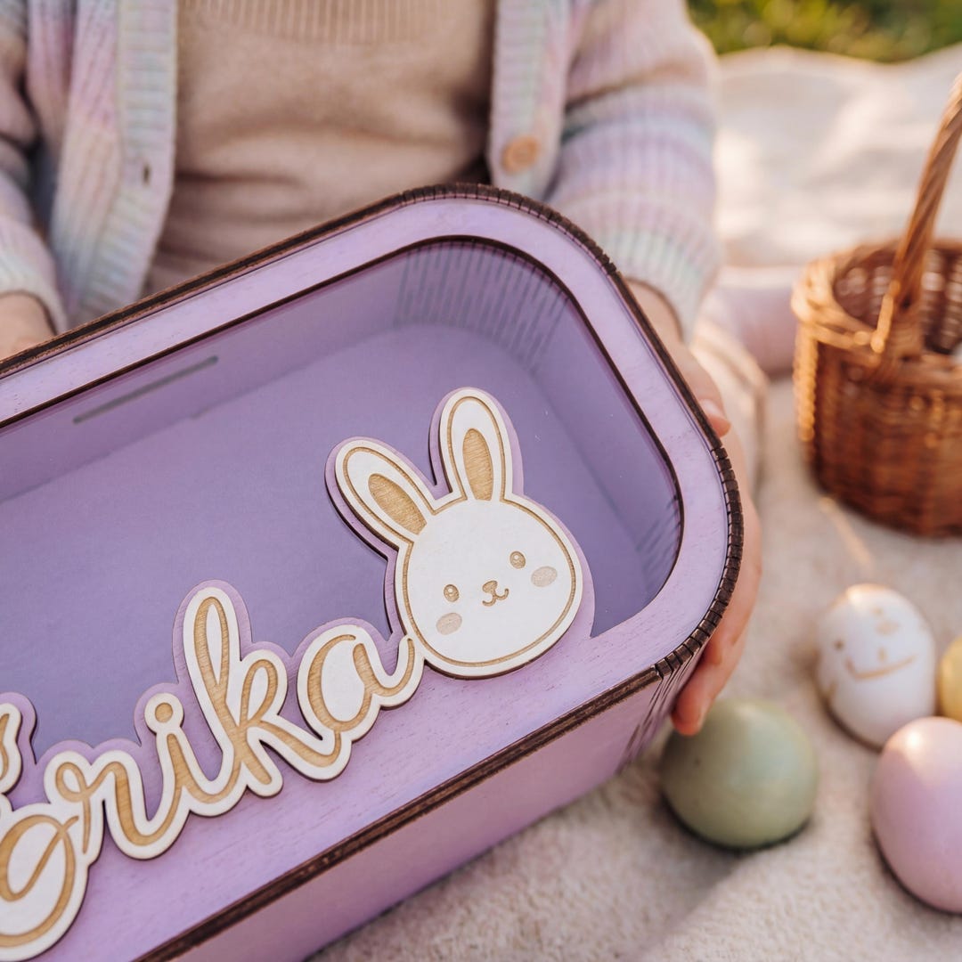 Easter Kids Gift Idea – Custom Name Piggy Bank, Bunny & Chick Coin Bank ...