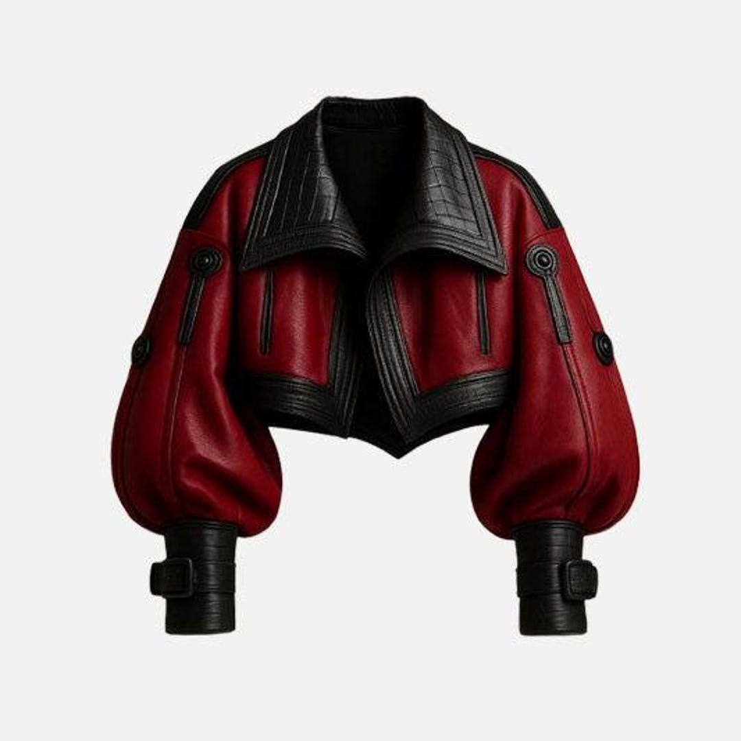 Balloon Sleeve Jacket With Crocodile Embossed Accents - Etsy