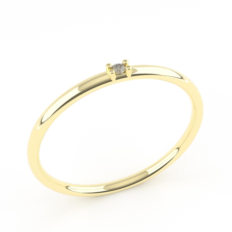 Minimalist Solitaire Ring: Dainty Diamond Cut Ring, Simple Engagement ...